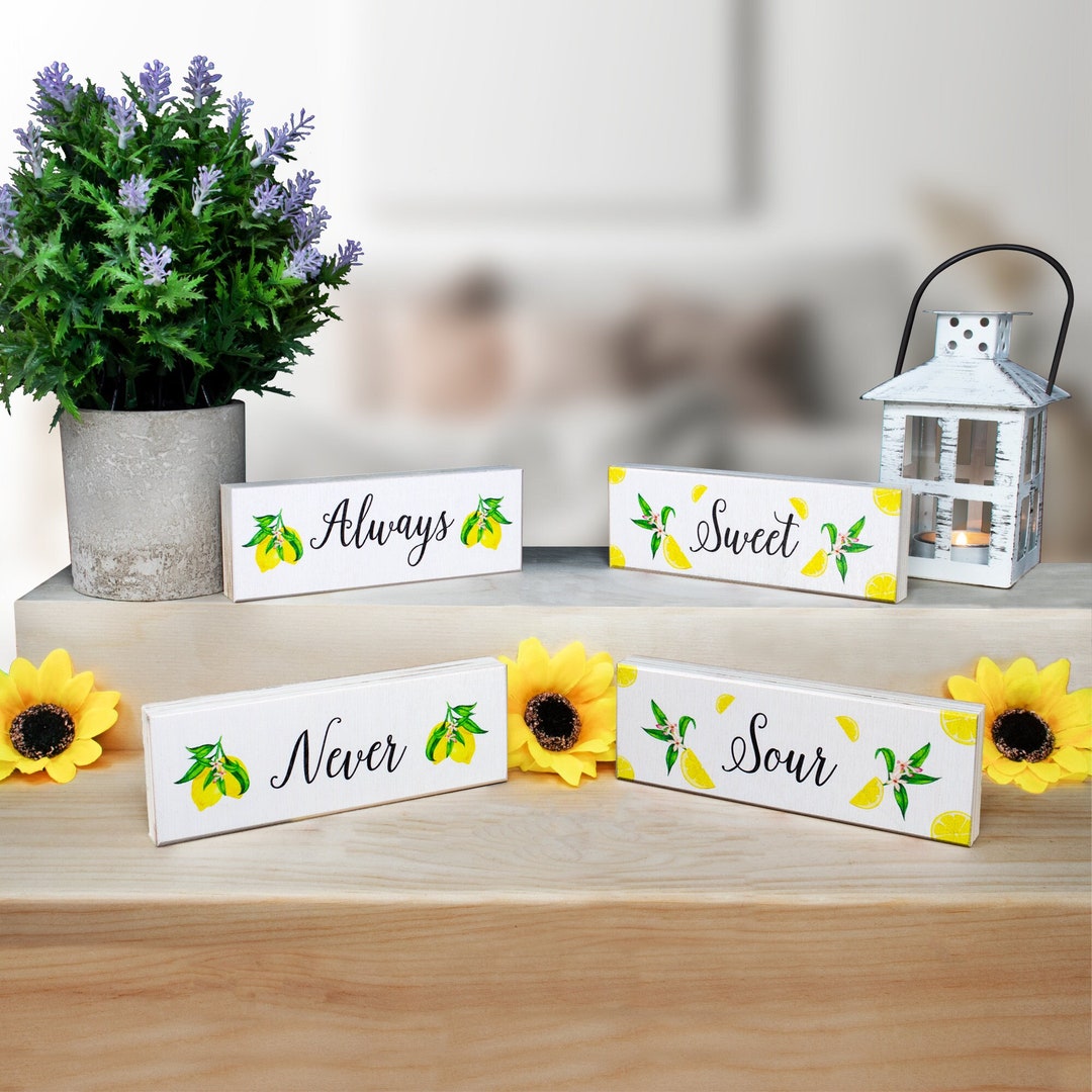 Lemon Tiered Tray Decor, Lemon Kitchen Decor, Always Sweet Never Sour ...