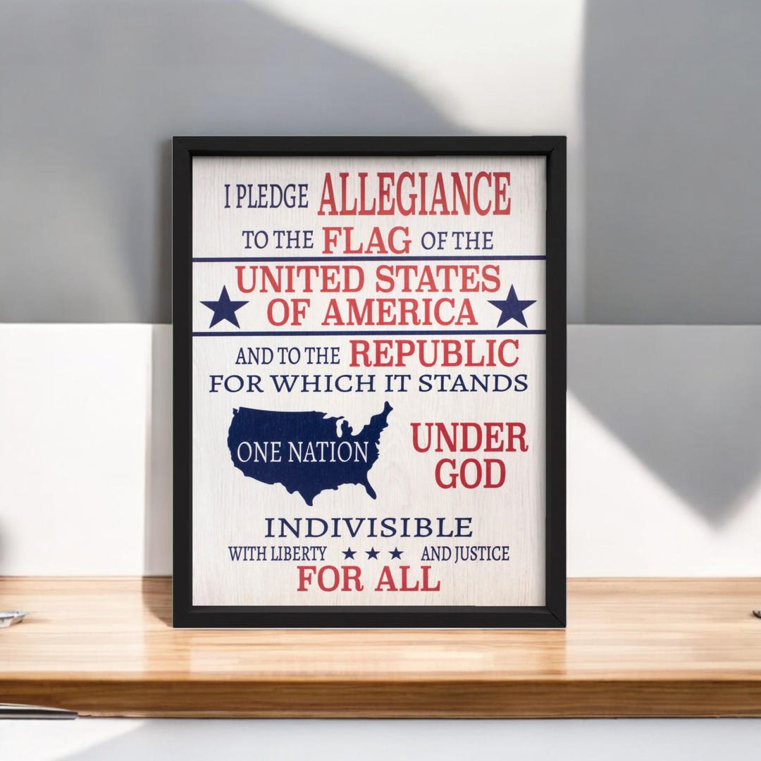 Pledge of Allegiance Sign, Patriotic Sign Framed Decor, Patriotic Decor ...