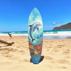 Dolphin Surfboard Wall Art: Coastal Beach House Decor - Etsy