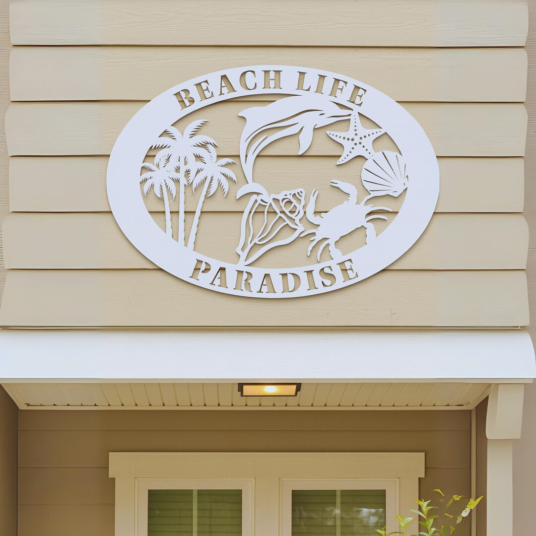 Custom Beach House Sign: 36" Coastal PVC Wall Art - Etsy