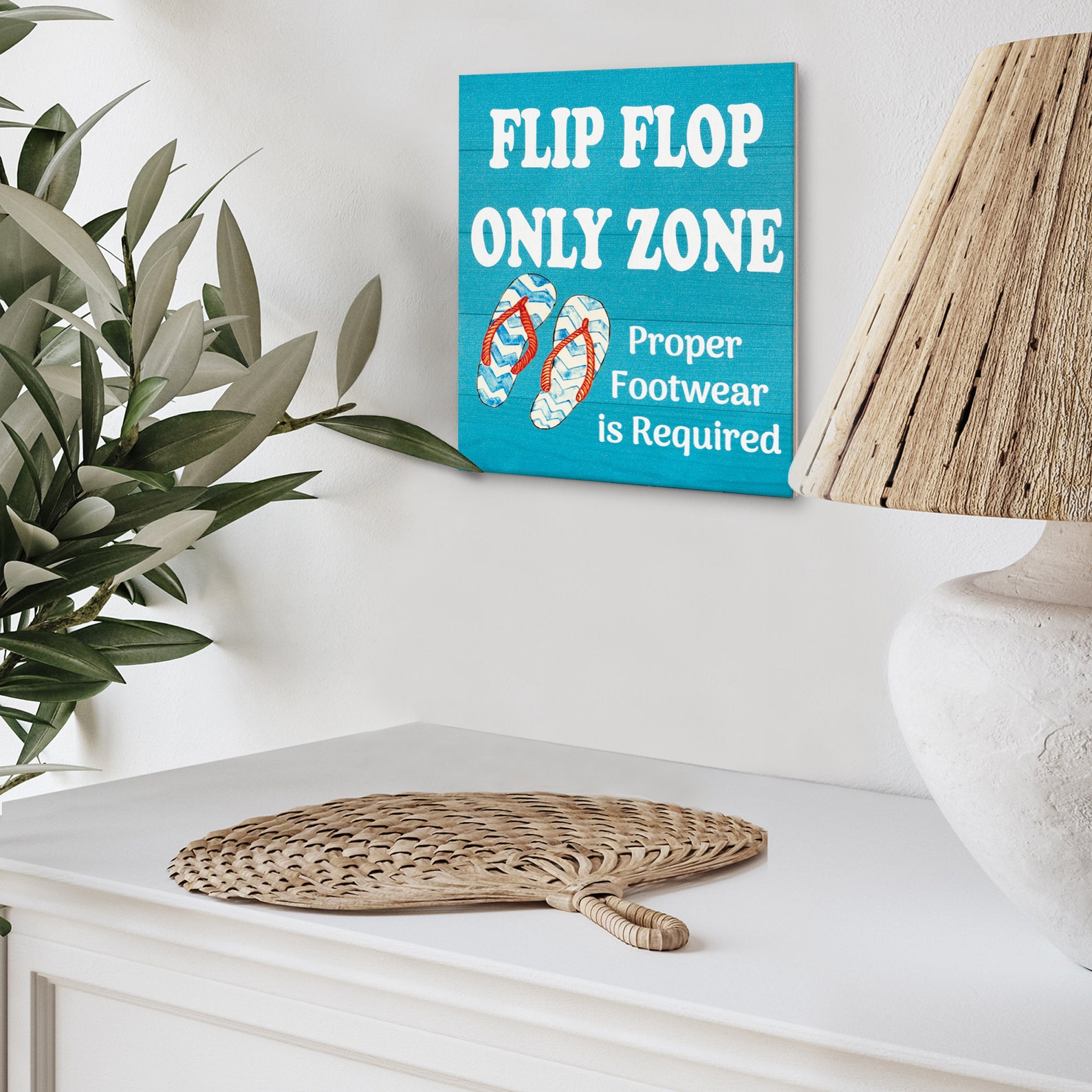 Flip Flop Only Zone Wooden Sign: Beach House Decor (7.25x6x.25 Inches ...