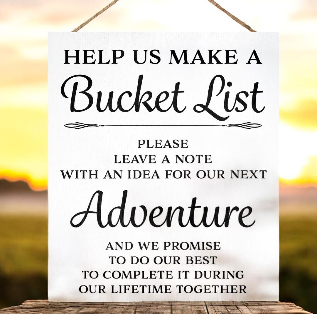 Bucket List Sign, Wedding Bucket List, Wedding Signs, Bucket List Guest ...