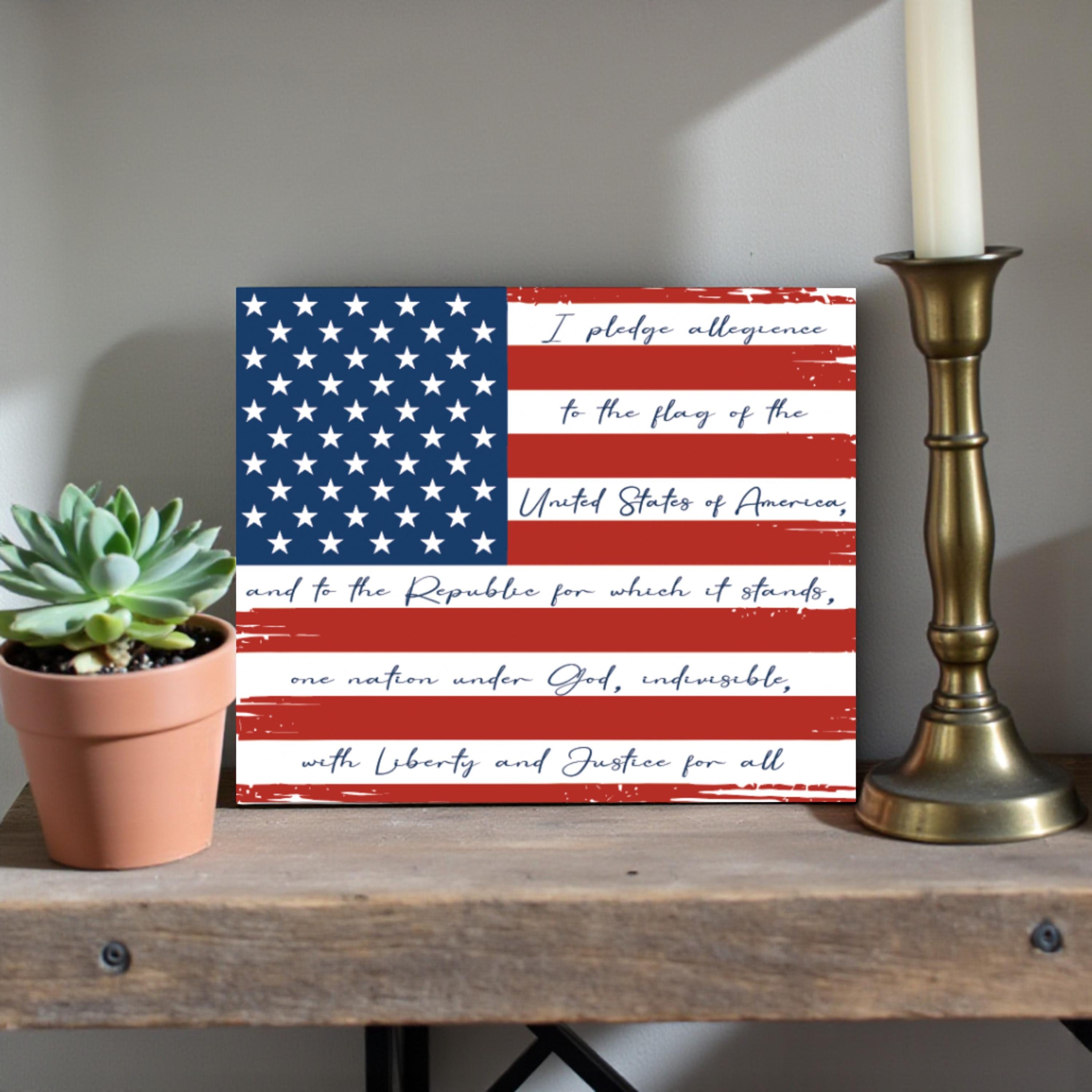Pledge of Allegiance Wooden Sign: Patriotic Americana Decor - Etsy