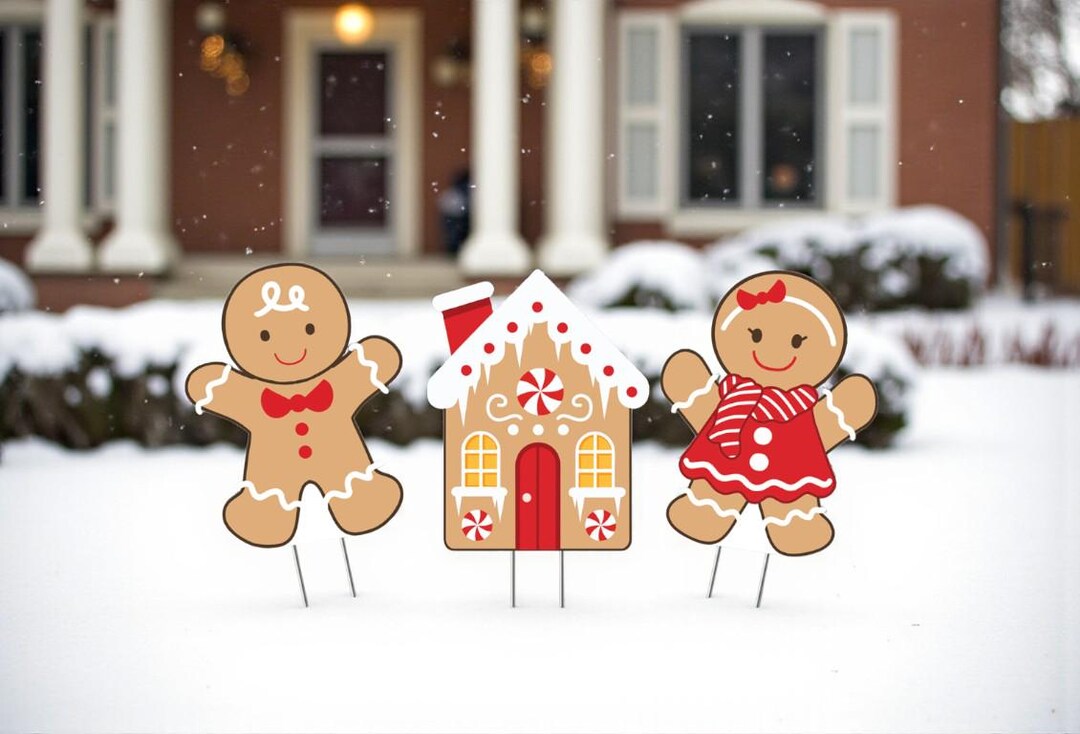 Gingerbread Yard Signs Set: PVC Christmas Outdoor Decor - Etsy