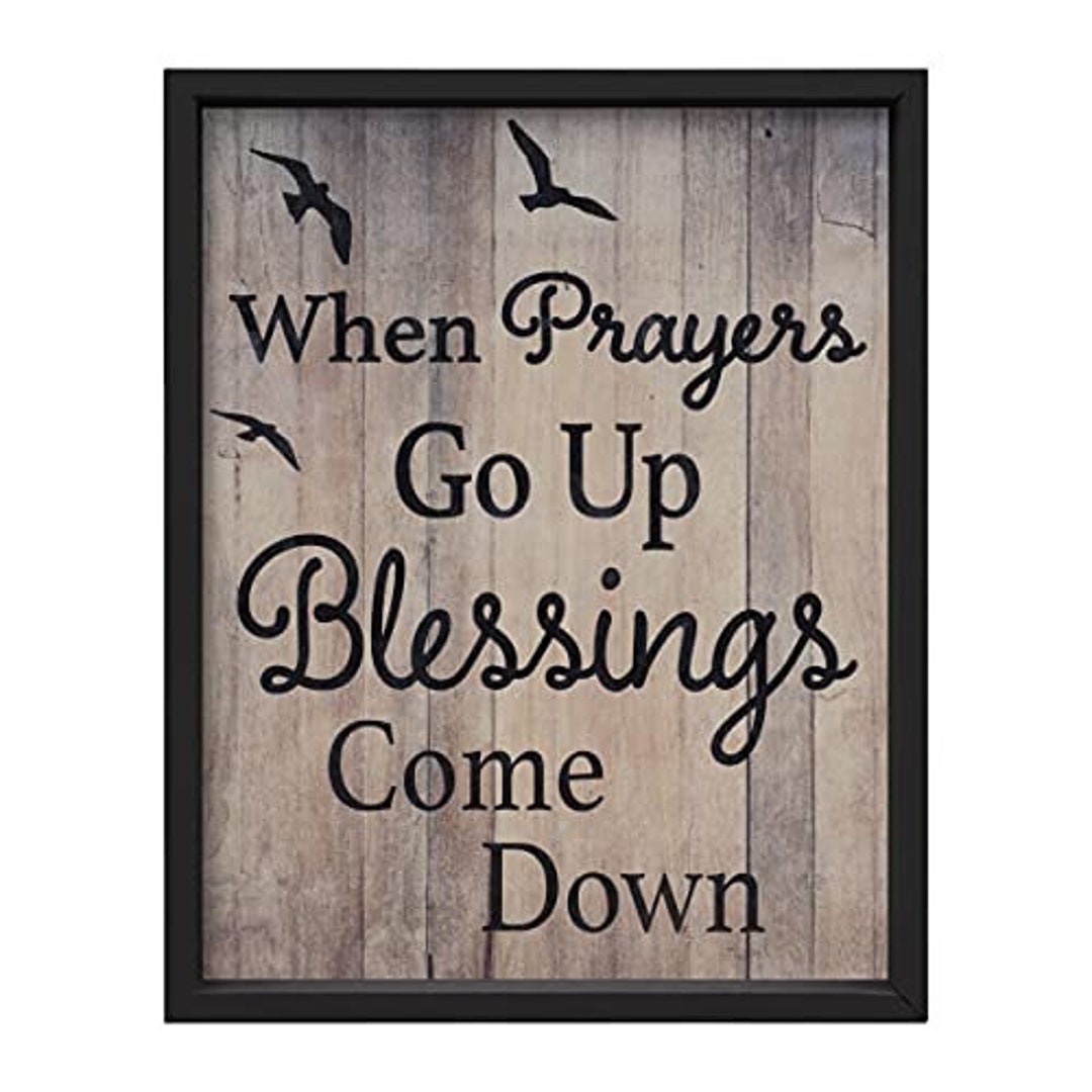When Prayers Go up Blessings Come Down Framed Wooden Sign 16 - Etsy
