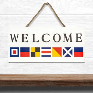 Nautical Welcome Sign for Front Door, Welcome Door Sign, Coastal Decor ...