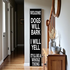 Funny Dog Welcome Porch Sign: Rustic Outdoor Decor - Etsy