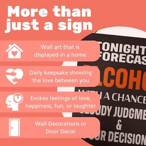 Home Bar Decor, Tonight's Forecast Alcohol Cloudy Judgment Pour ...