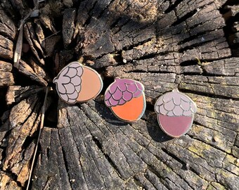 Small Acorn Rose Gold Enemal Pin - Etsy