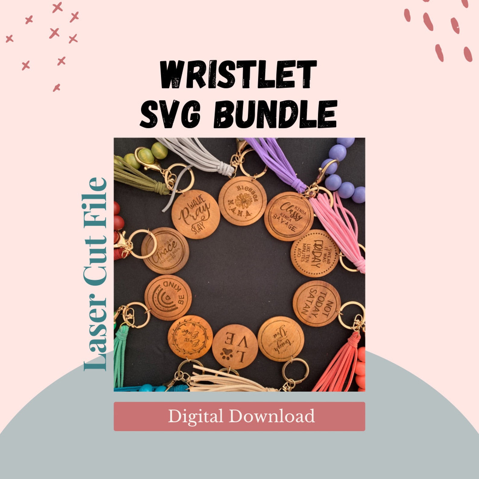 Wristlet SVG Bundle Keychain Designs Wristlet Digital - Etsy