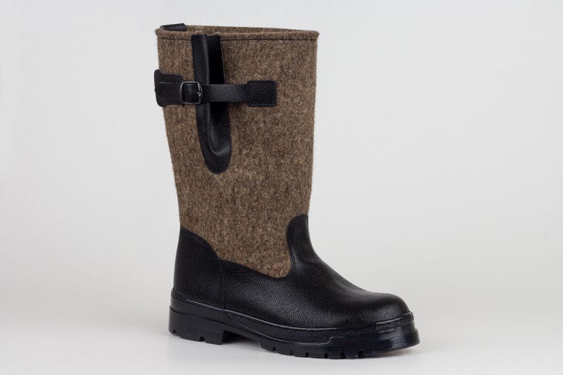 Russian Arctic Men's Winter Felt Leather Boots Walenki Valenki All Size ...