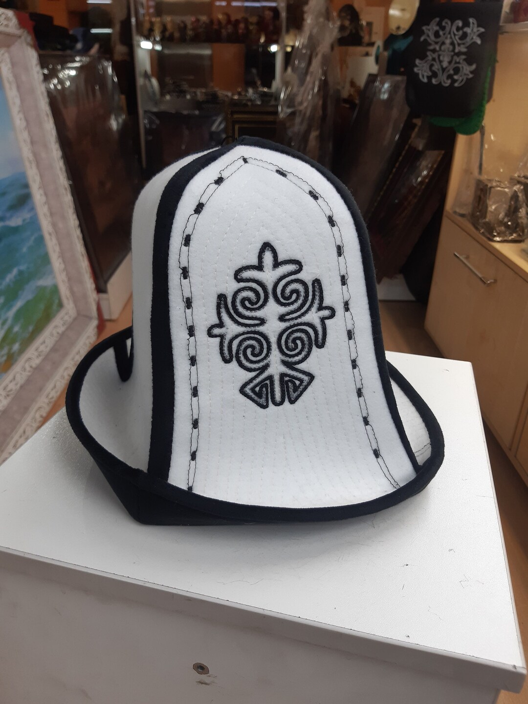 Felt Top Hat Khan Headdress Embroidered Handmade Chapan Kalpak Size 58 ...