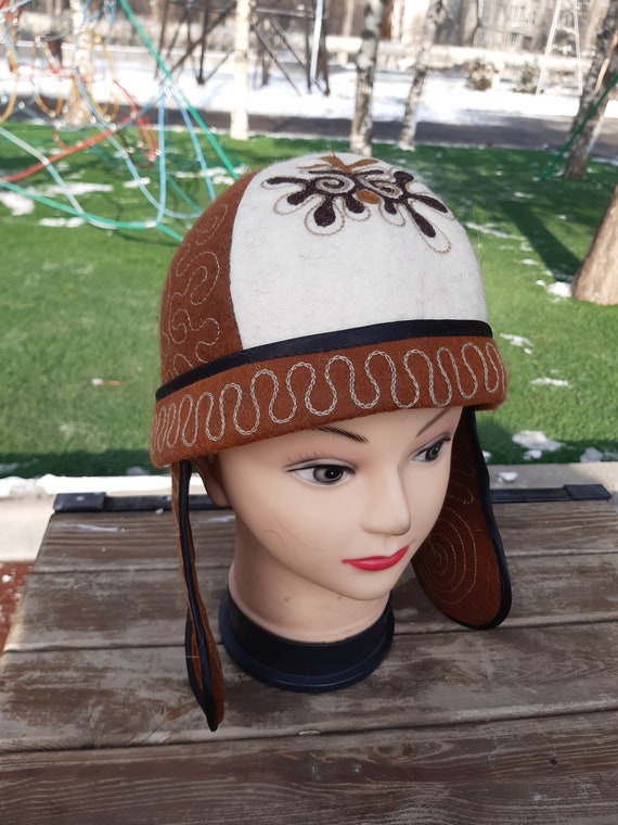 Mongolian Felt Wool Hat Womens Mens Traditional Headdress - Etsy