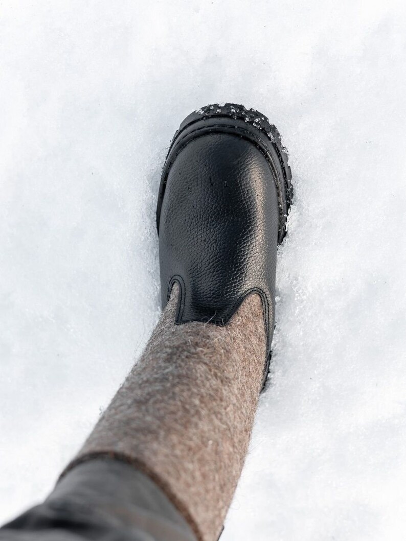 Russian Arctic Men's Winter Felt Leather Boots Walenki Valenki All Size ...