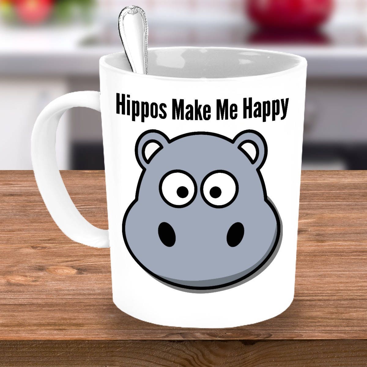 Hippo Mug - Hippos Make Me Happy - Cute Hippo Gift for Coffee, Tea ...