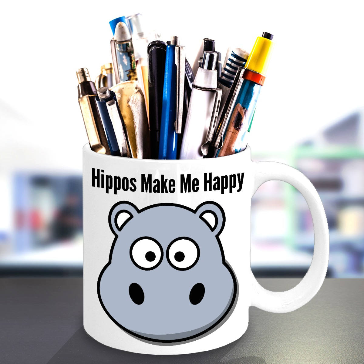 Hippo Mug - Hippos Make Me Happy - Cute Hippo Gift for Coffee, Tea ...