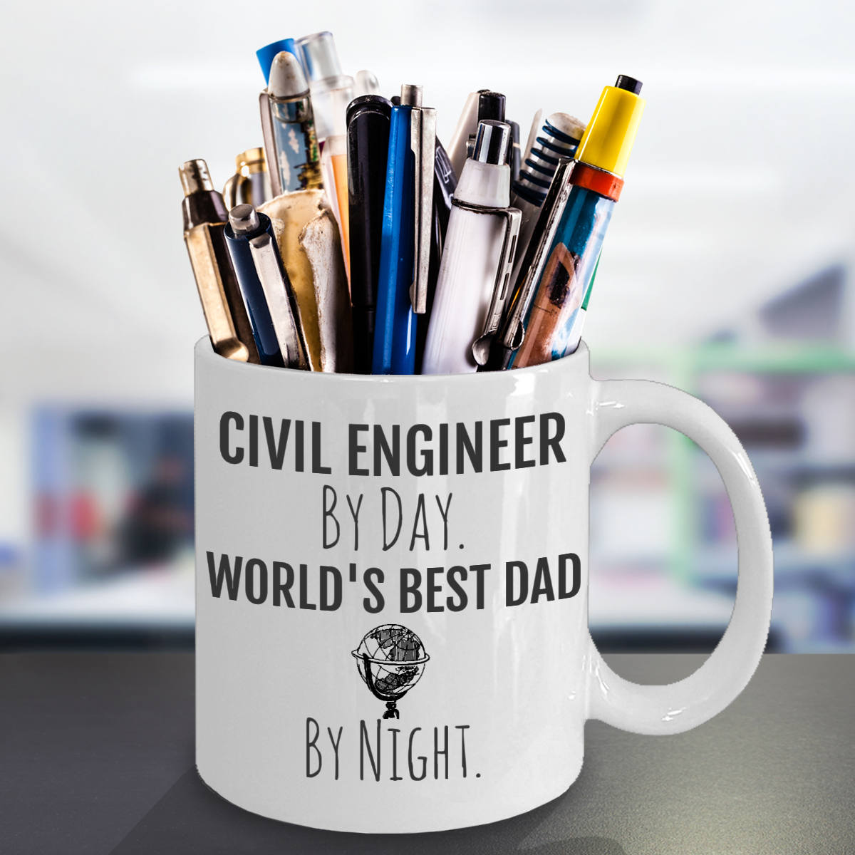 Civil Engineer Dad Mug - Civil Engineer by Day, World's Best Dad by ...