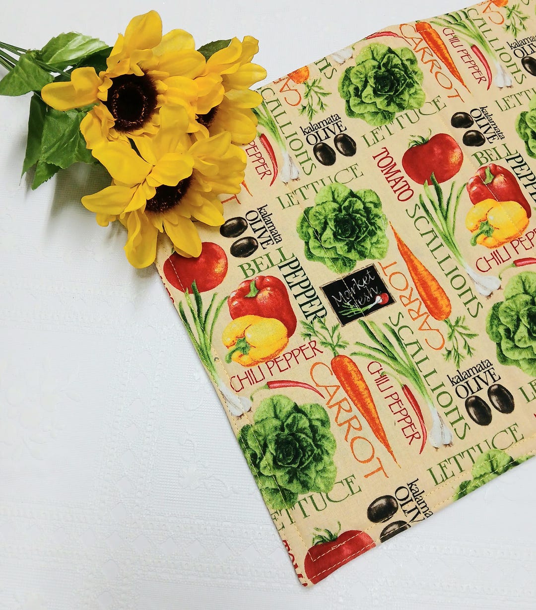 Quilted Vegetable Kitchen Mat: Absorbent Cotton Drying Mat - Etsy