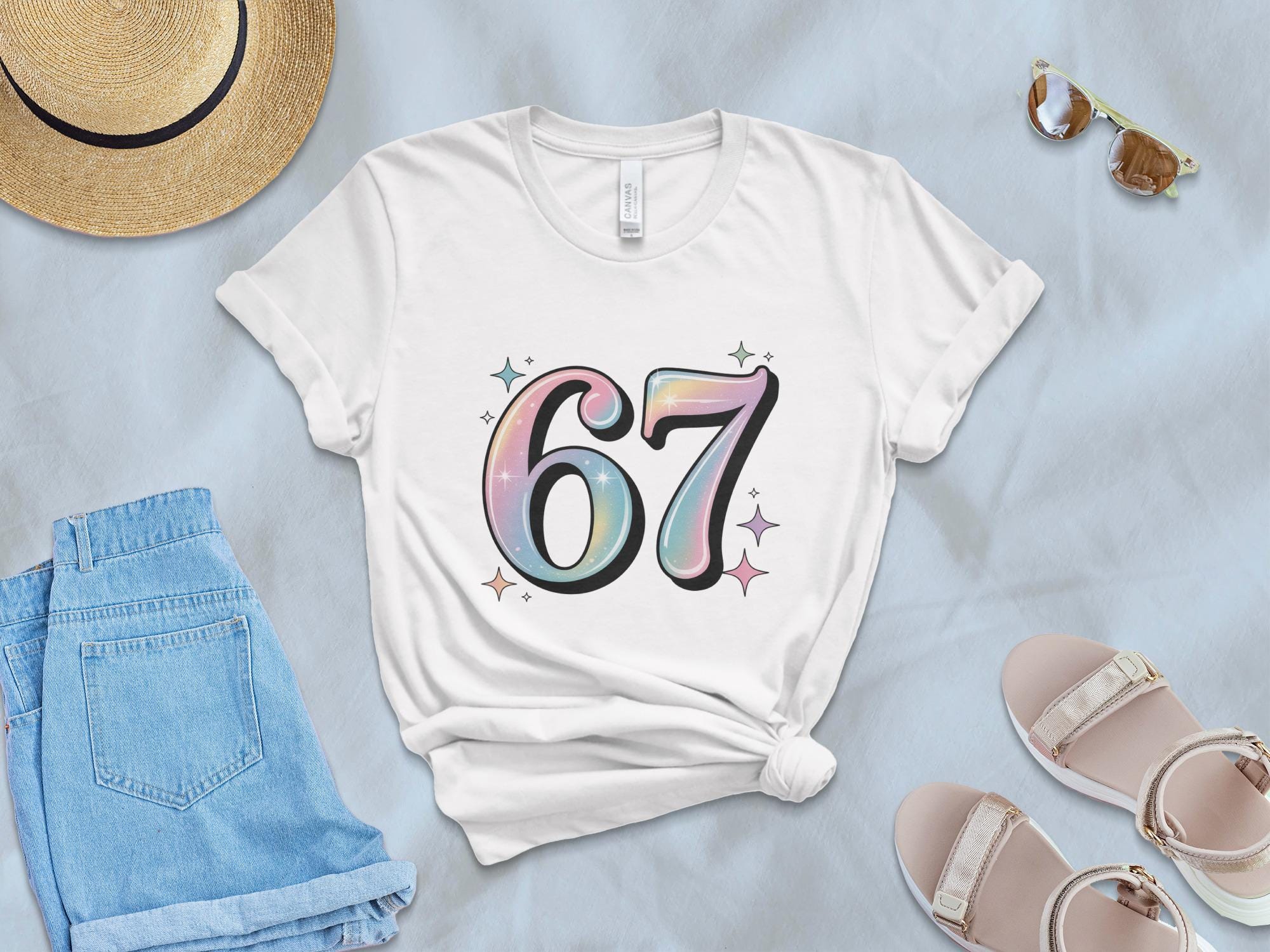 67 Meme PNG: Funny Pastel Sparkle Number Art, DIY Crafters Tshirt ...