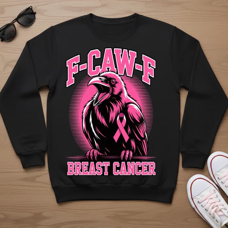 F-caw-f Breast Cancer Awareness PNG Funny Raven Crow Pink Ribbon ...