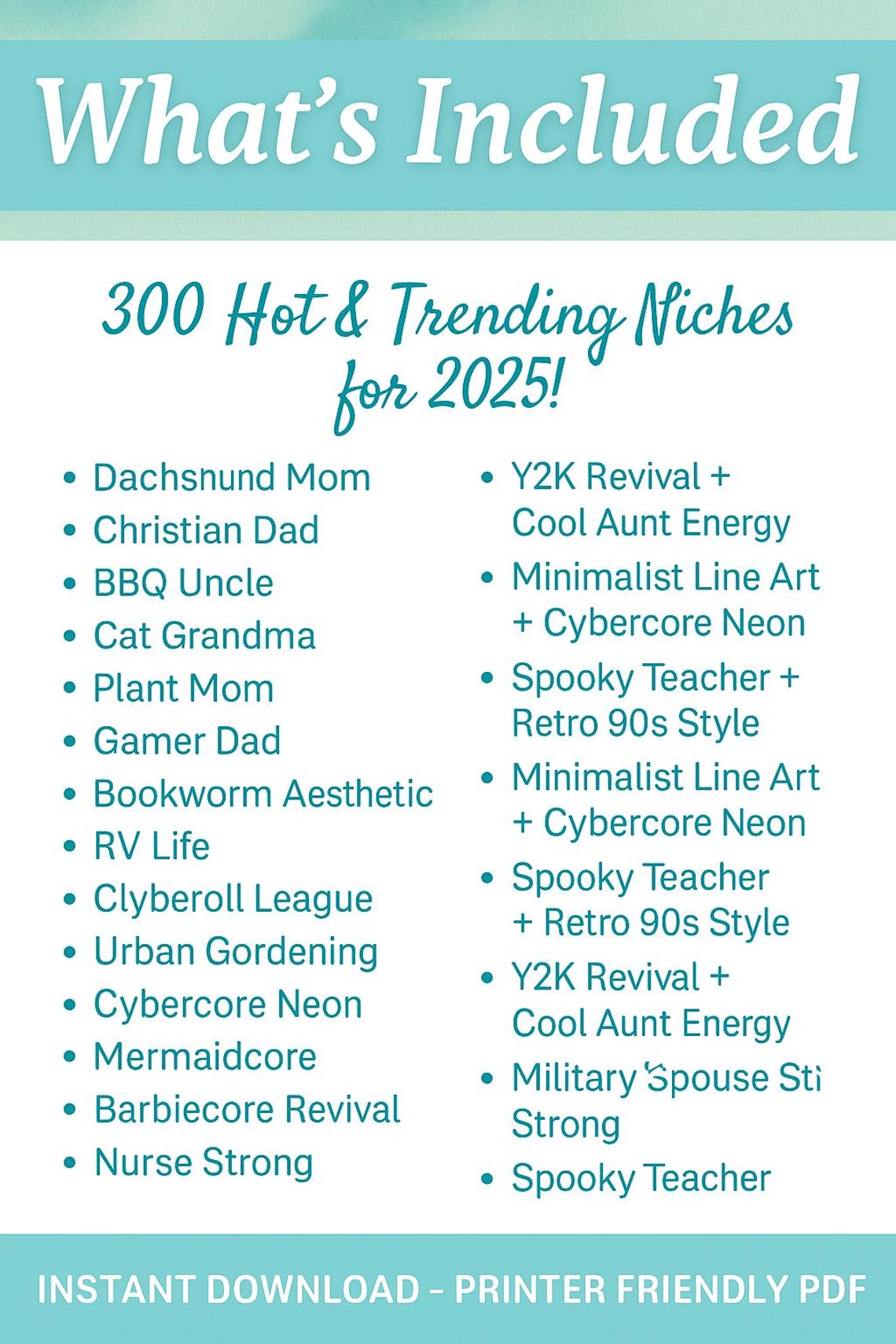 Print on Demand Niche List: 300 Trending POD Ideas (PDF) - Etsy