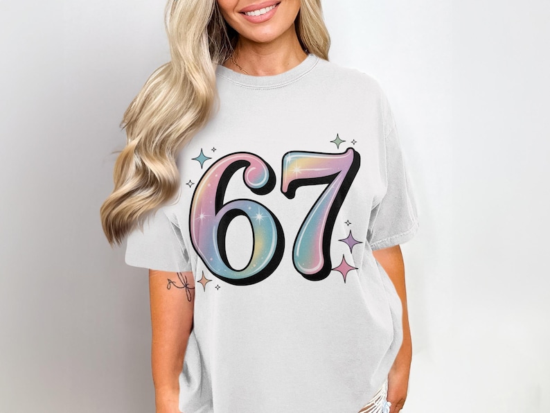 67 Meme PNG: Funny Pastel Sparkle Number Art, DIY Crafters Tshirt ...