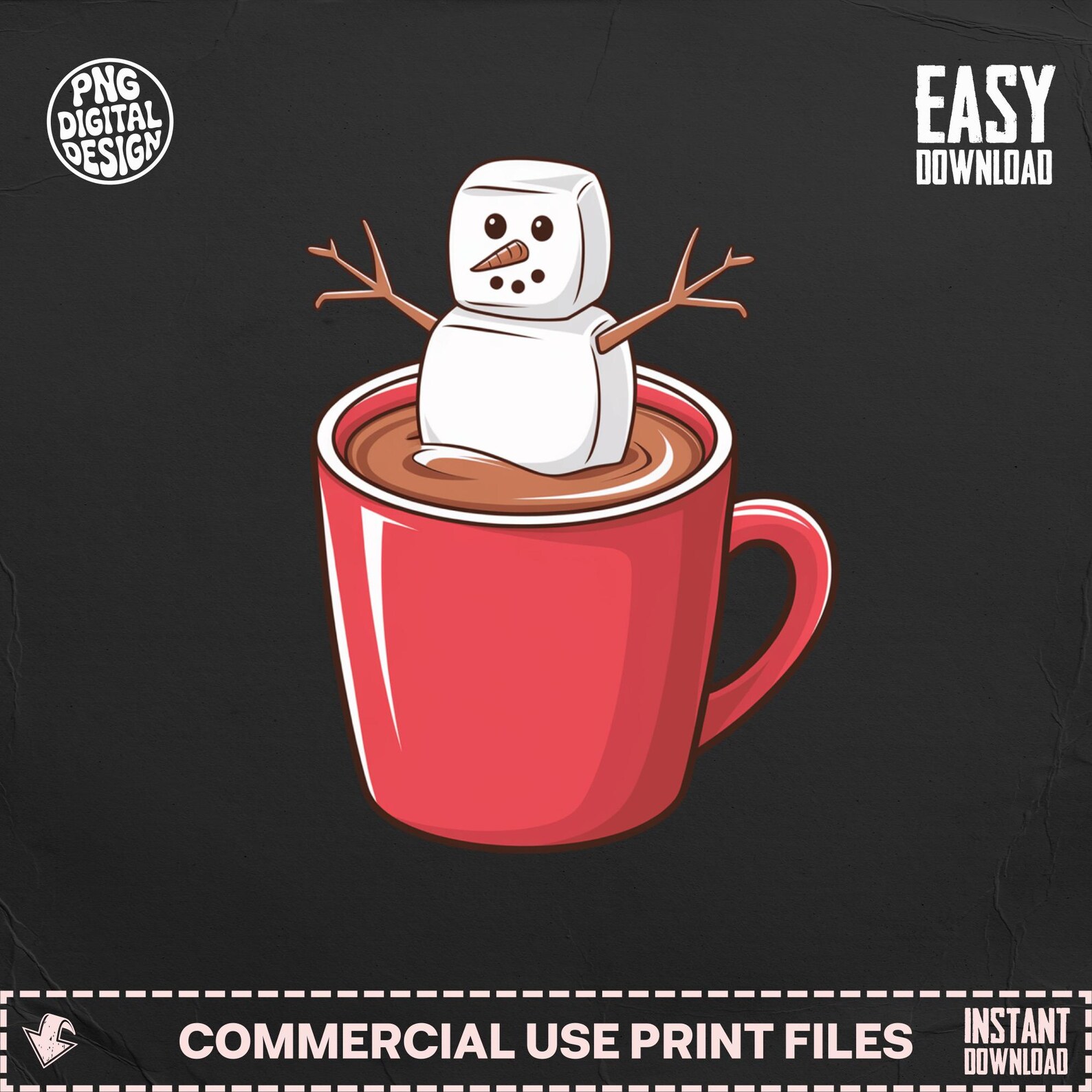 Christmas Marshmallow PNG: Winter Holiday Snowman Graphic (digital ...