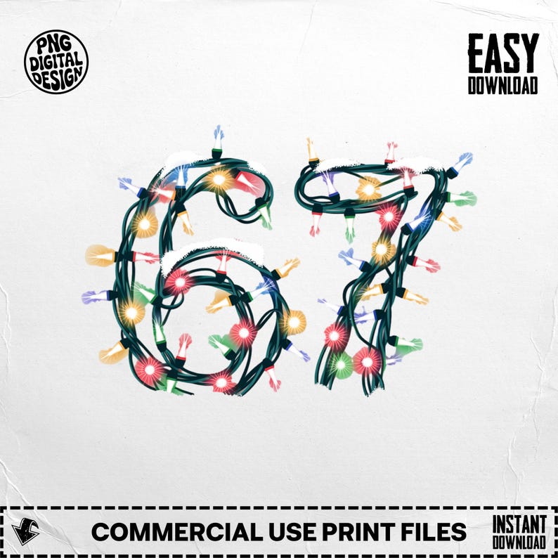 Christmas Number 67 Lights PNG: Viral Meme, DIY Crafts (digital ...