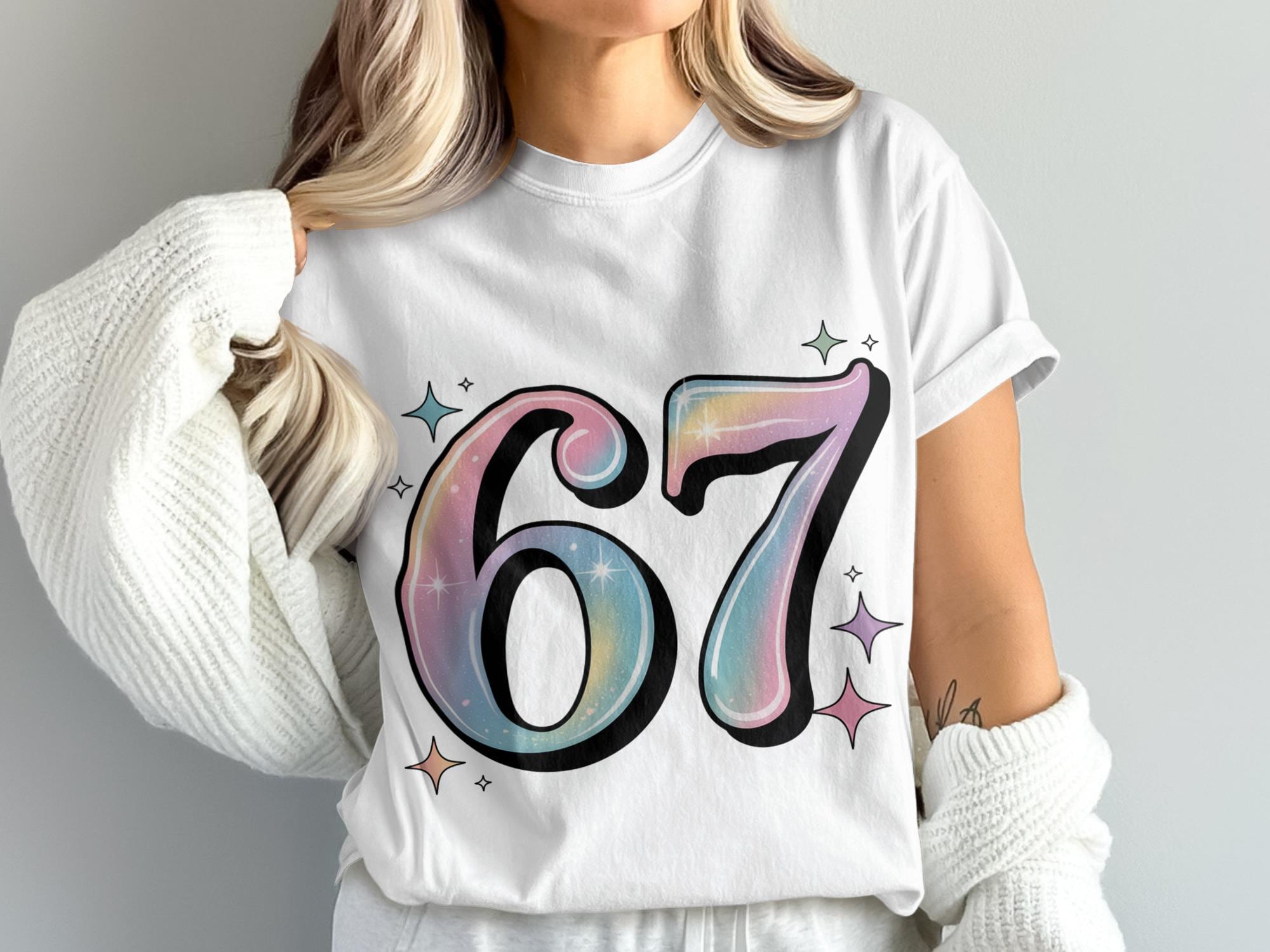 67 Meme PNG: Funny Pastel Sparkle Number Art, DIY Crafters Tshirt ...