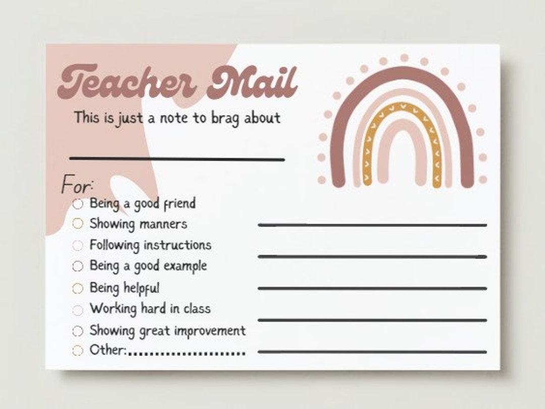 Teacher Mail Note: Student Brag Letter (digital Download) - Etsy