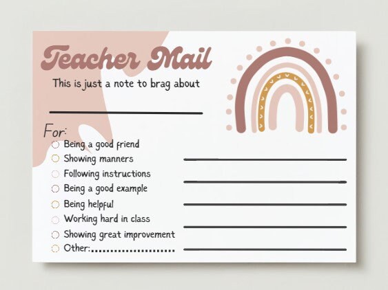 Teacher Mail Note: Student Brag Letter (digital Download) - Etsy