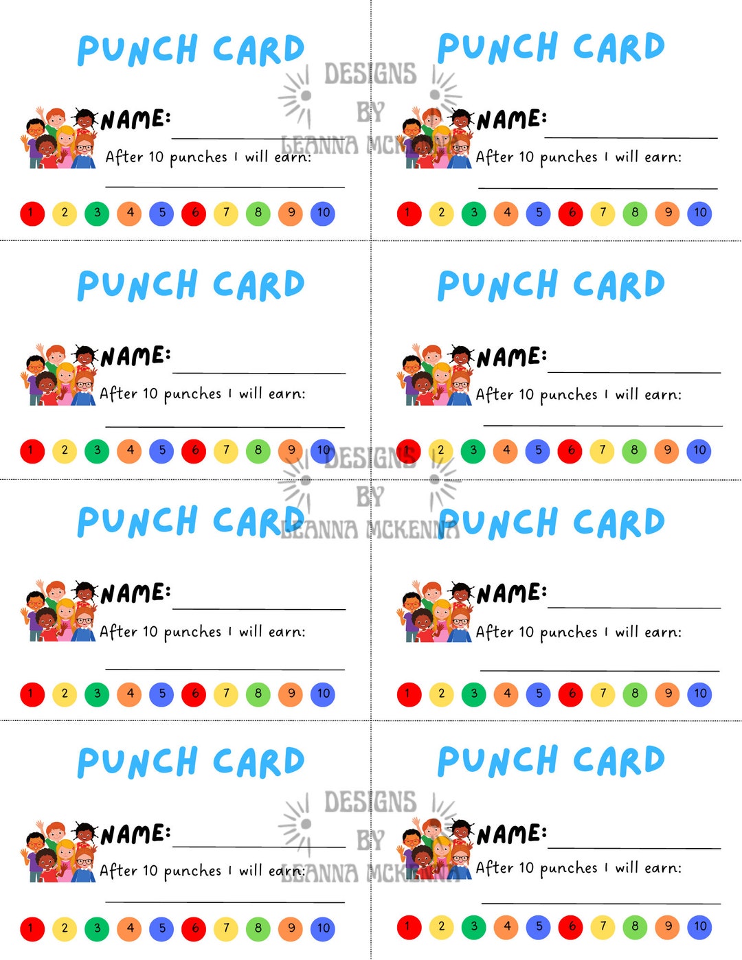 Punch Card for Kids ***DIGITAL DOWNLOAD*** - Etsy