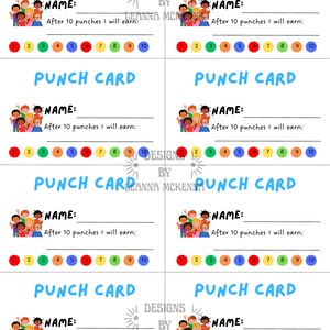 Punch Card for Kids ***DIGITAL DOWNLOAD*** - Etsy