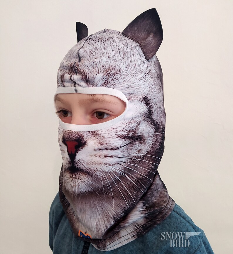 Cat Kids Balaclava for Snowboarding Winter Warm Full Face | Etsy