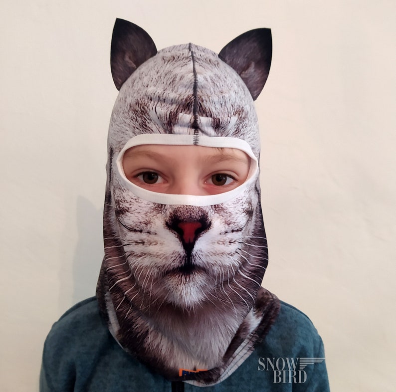 Cat Kids Balaclava for snowboarding Winter Warm Full Face | Etsy