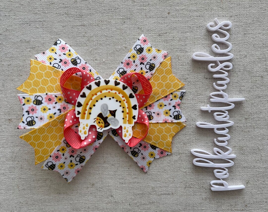 Honey Bee Hairbow- Bee Hairbow- Honeycomb Hairbow- Bee Hairbows ...