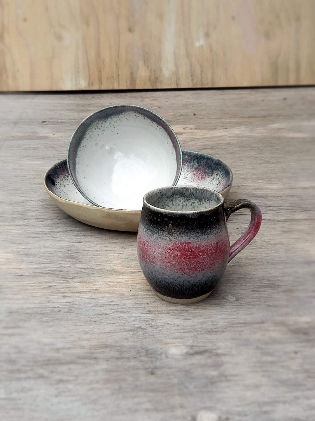 Ceramic Tableware Pink Black Sunset (cups, Mugs, Plates, Bowls) - Etsy