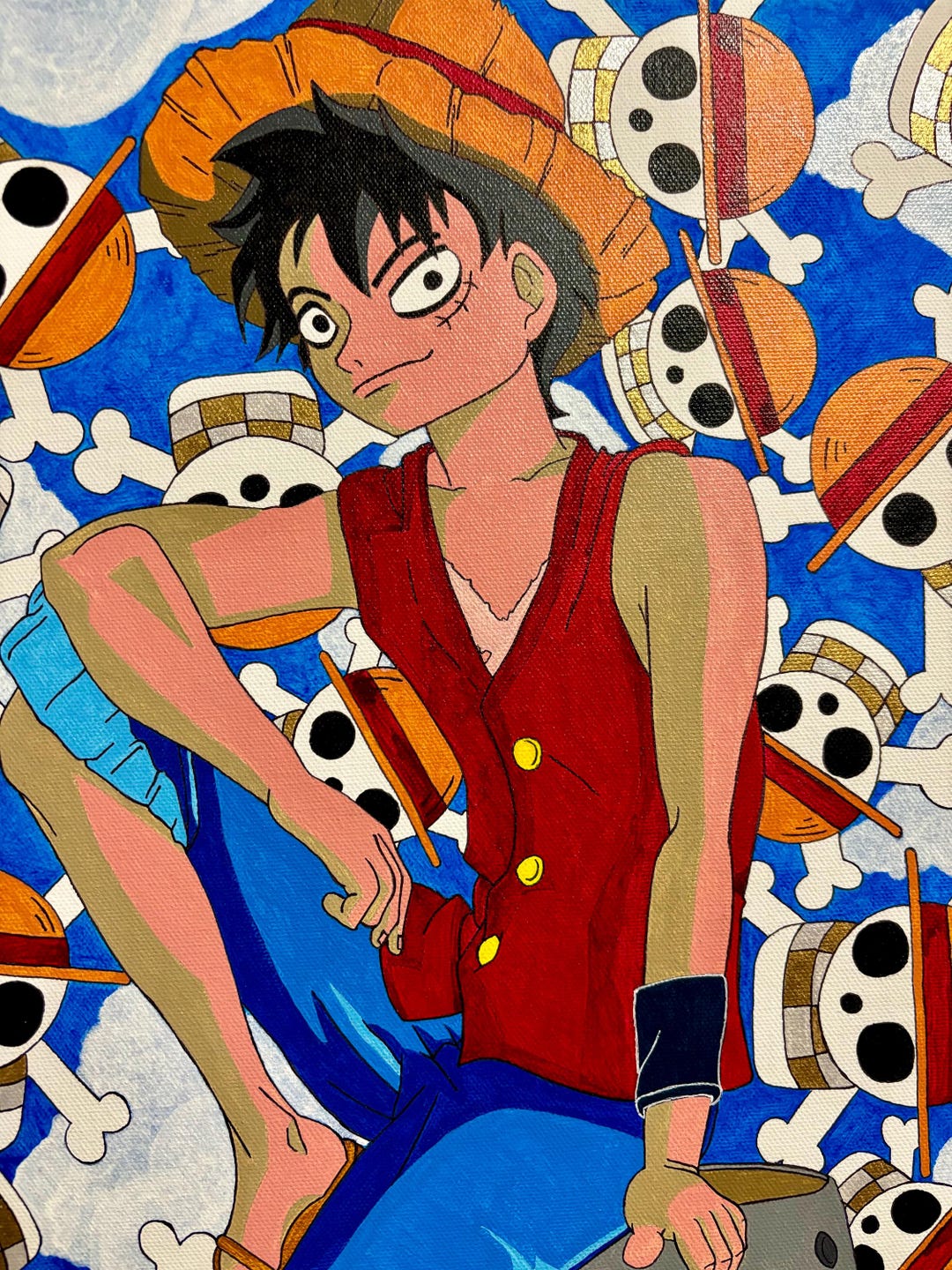 One Piece “monkey D. Luffy” Acrylic 14” X 18” Canvas Painting - Etsy
