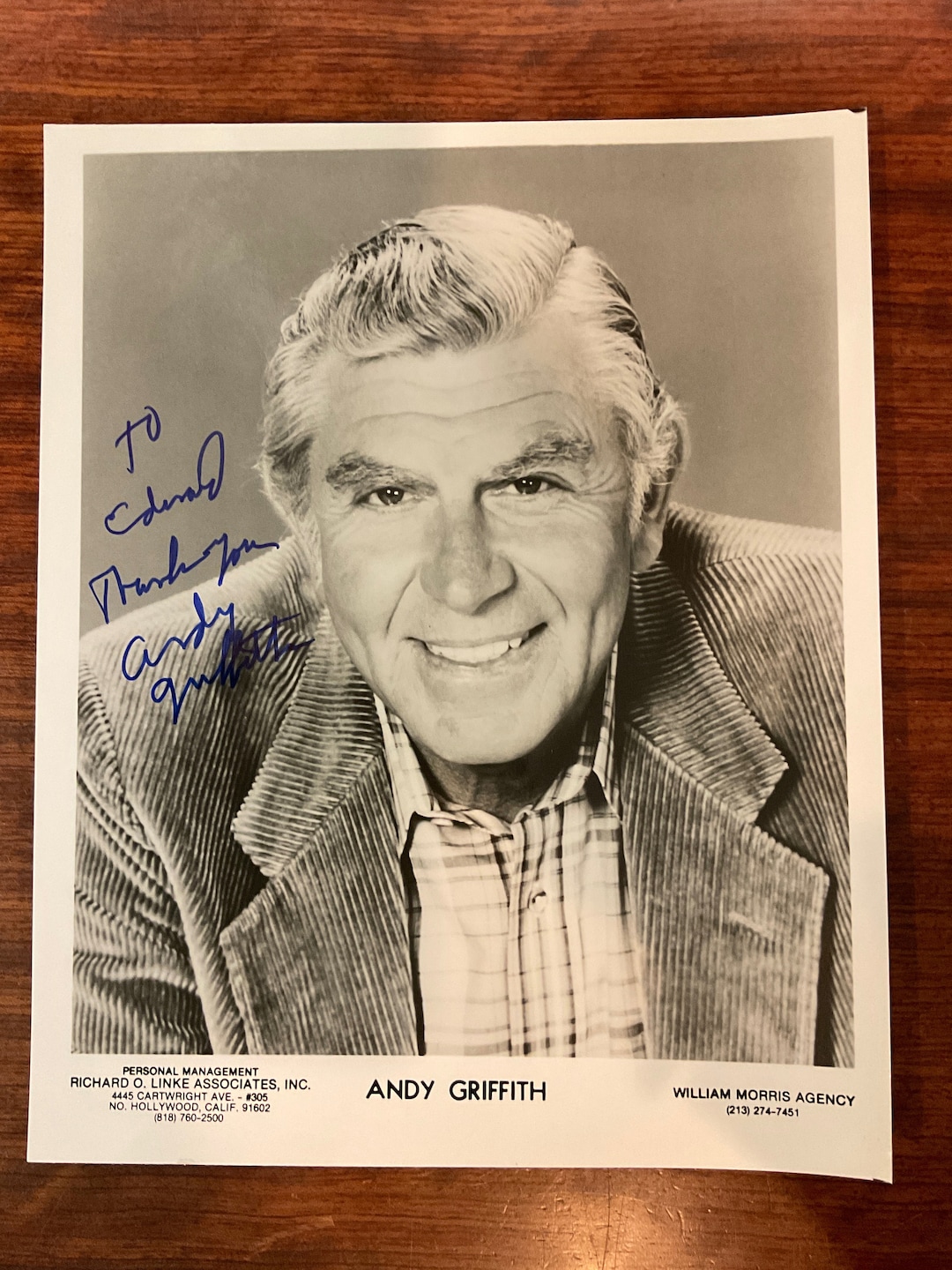 Andy Griffith - Andy Griffith Show, Matlock - Hand Signed Autographed 8 ...