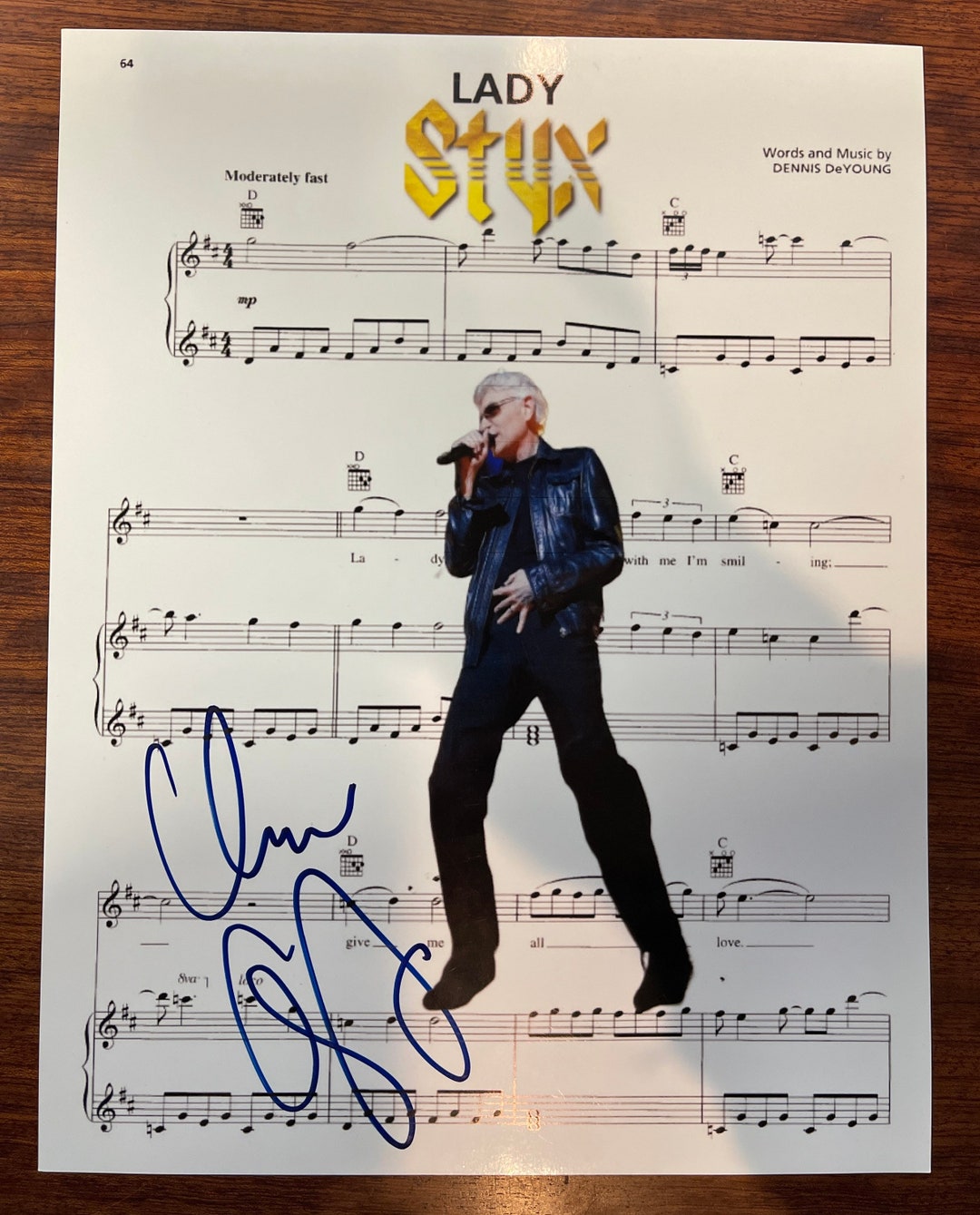Styx Lady Lyrics Photograph 8x10 Hand Signed Autograph by Dennis ...