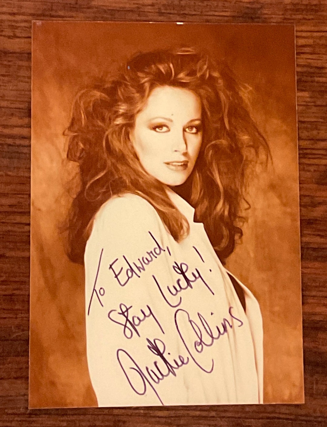 Jackie Collins ROMANCE NOVELIST Hand Signed Autographed 3.5" X 5" Photo ...