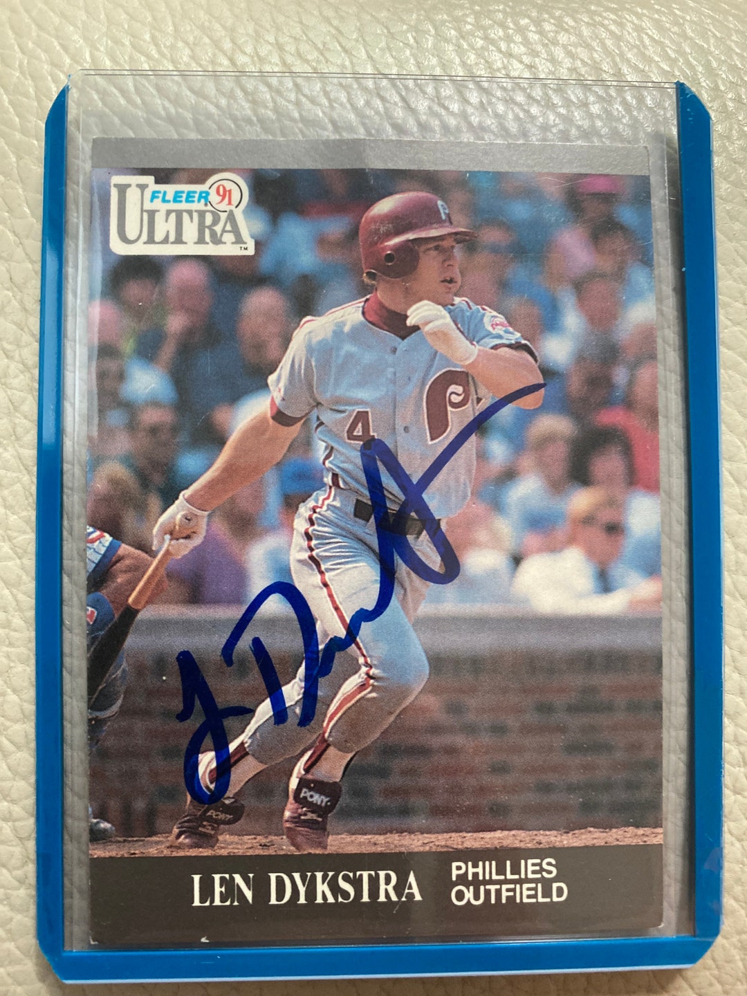 Len Dykstra Phillies handsignierte 262 1991 Fleer Ultra Baseball Karte ...