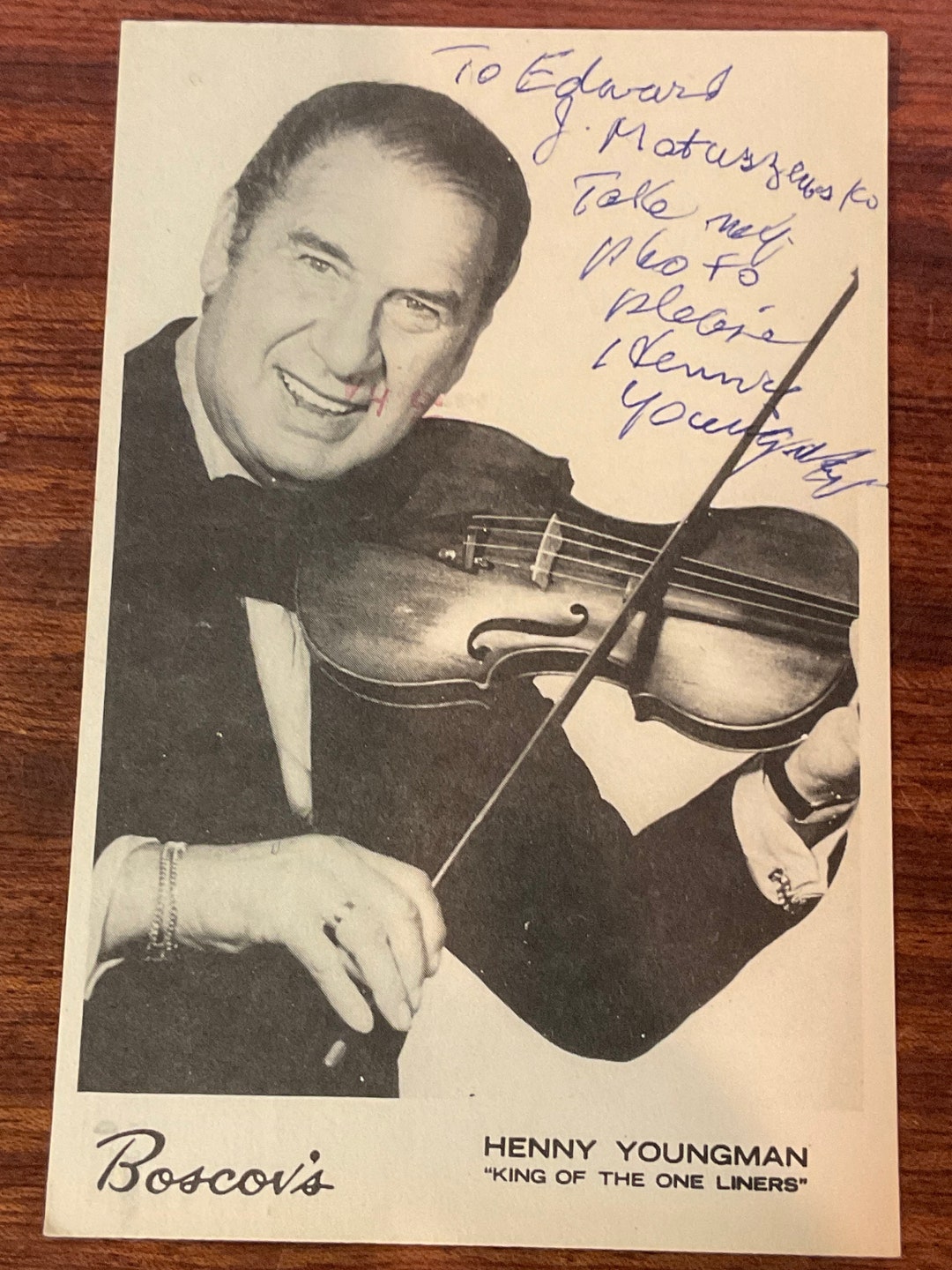 Henny Youngman Signed Photo: "king of One-liners" Autograph W/ LOA - Etsy