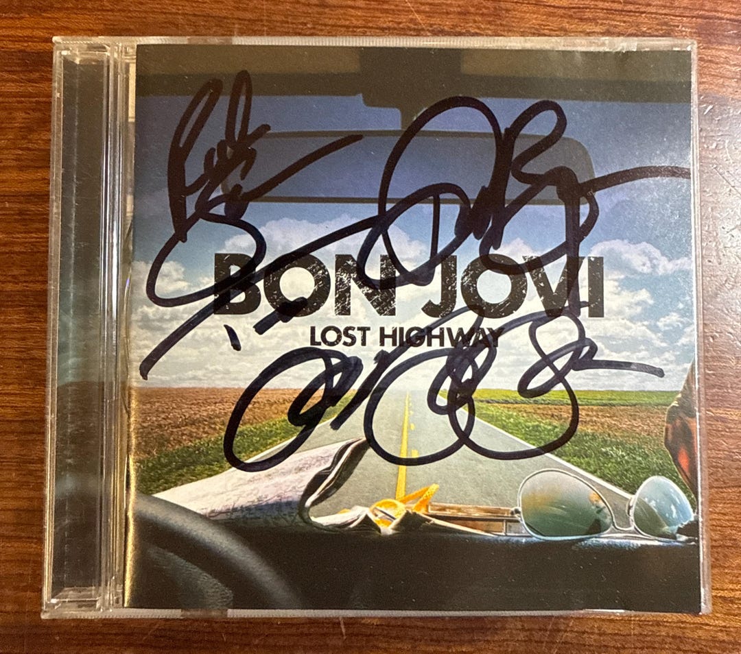 Bon Jovi Lost Highway CD 4x Hand Signed Autographed by Jon Bon Jovi, Richie Sambora, Tico Torres ...