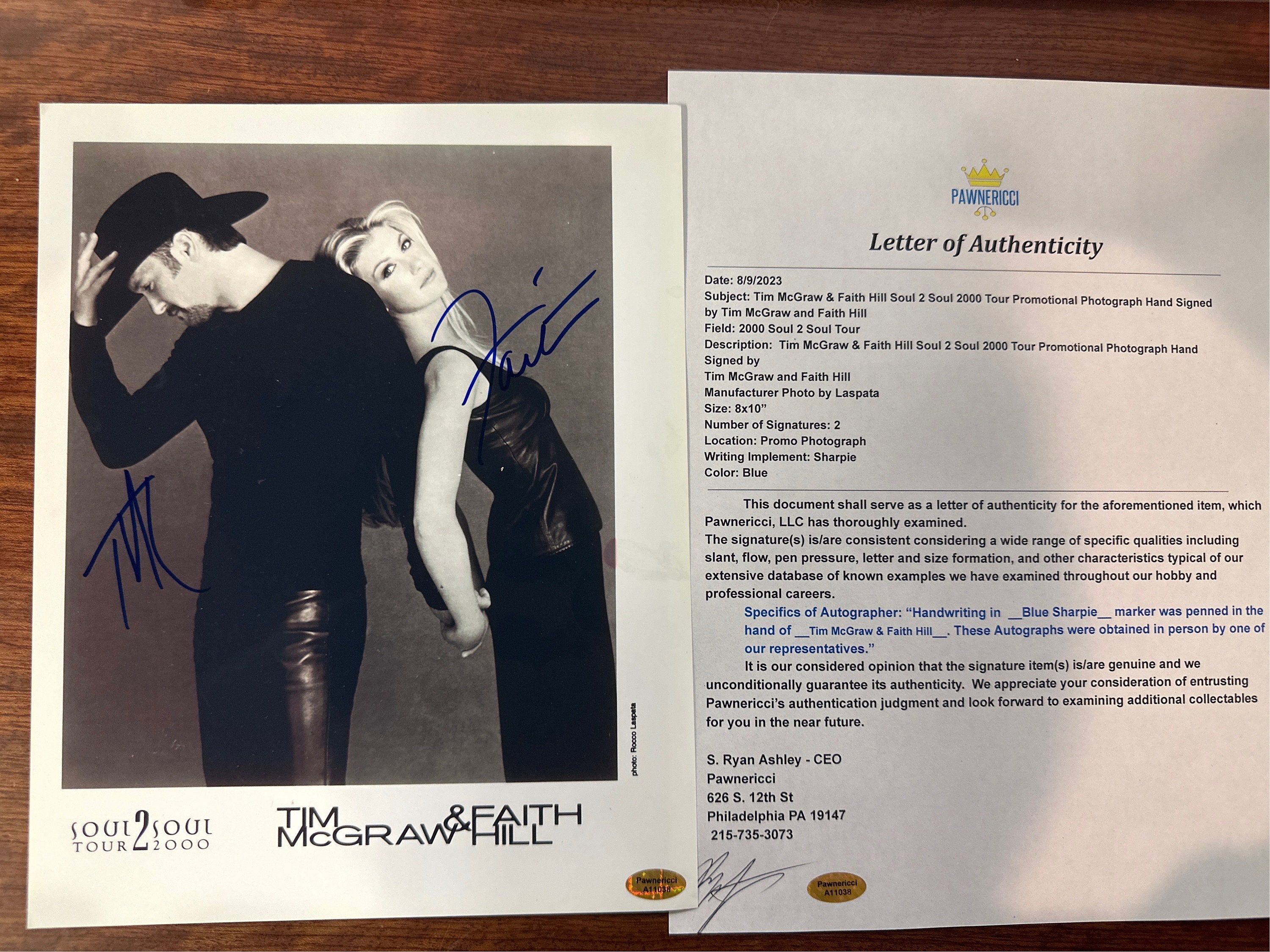 Tim Mcgraw & Faith Hill Autographed 8x10 Photo: Soul 2 Soul Tour 2000 ...