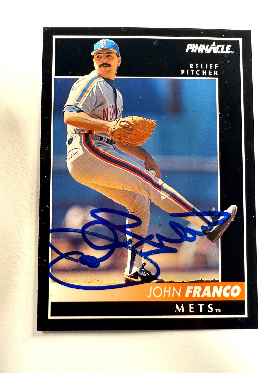 John Franco Pinnacle 64 1992 Hand Signed Autographed Card N Blue ...