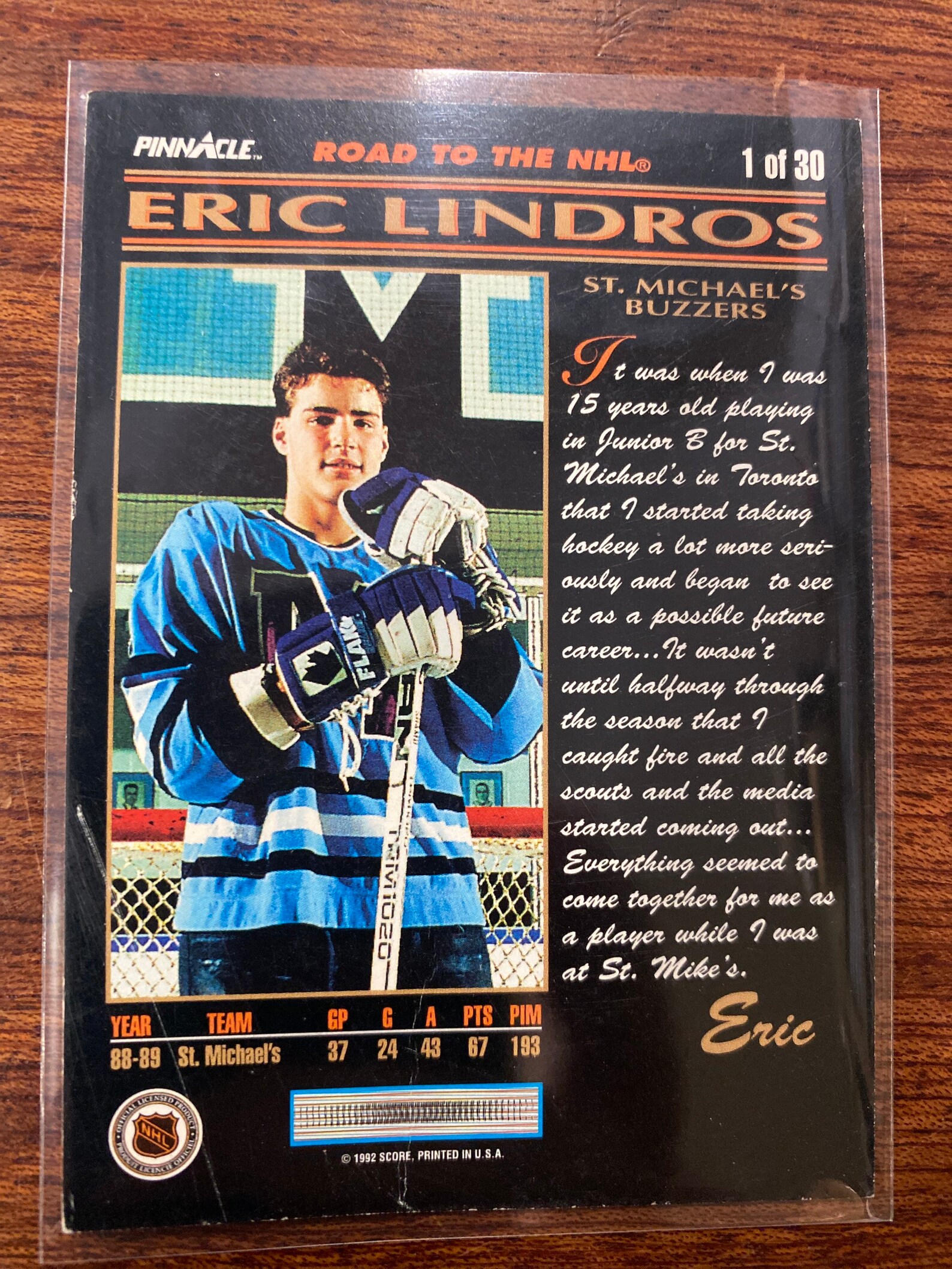 Eric Lindros Signed Pinnacle 1 Road to NHL Card 88 NHL - Etsy