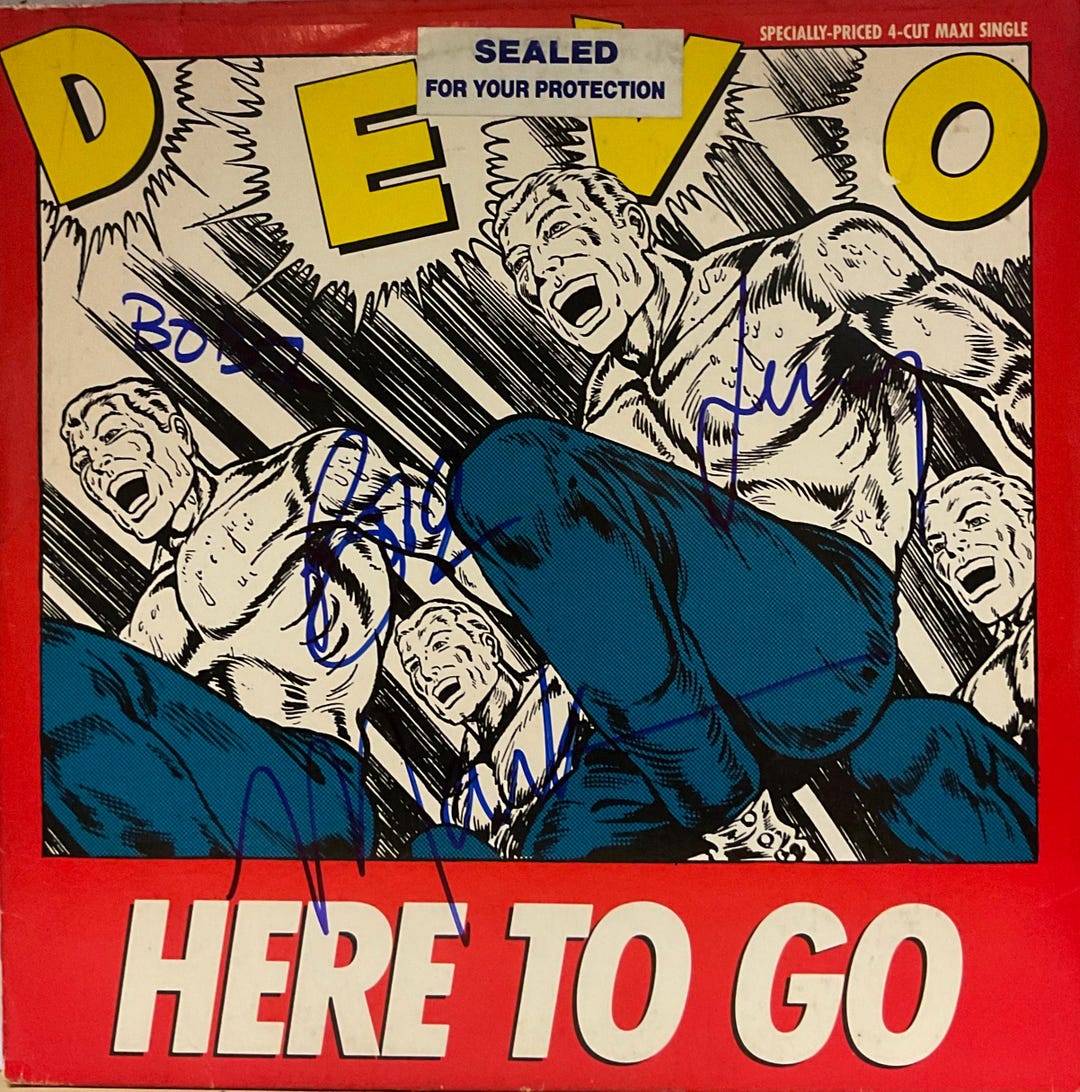 Devo "here to Go" 12" Autographed by Mark Mothersbaugh, "bob 1 ...