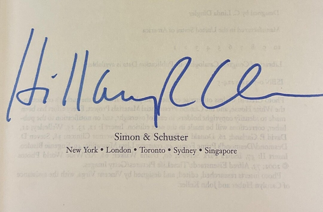 Hillary Rodham Clinton Hand-signed "living History" Book Autograph ...