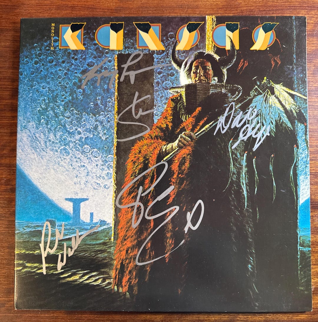 Kansas "monolith" LP Record Album 5x Hand Signed by Steve Walsh Rich ...